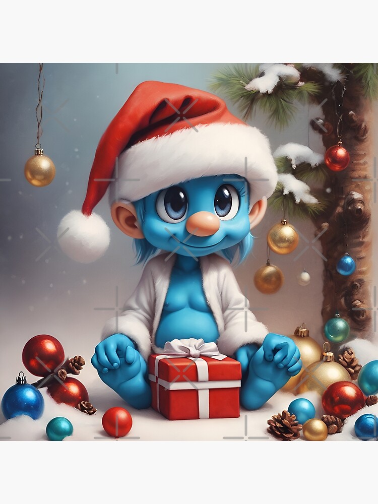 "Smurf Christmas with santa hat" Postcard for Sale by BotunPeony ...