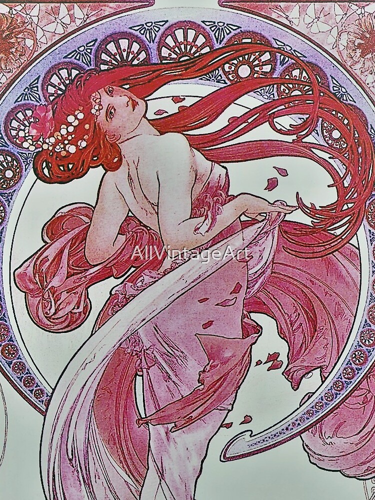 "Vintage Alphonse Mucha - The Dance 1898 Art Nouveau" Drawstring Bag ...