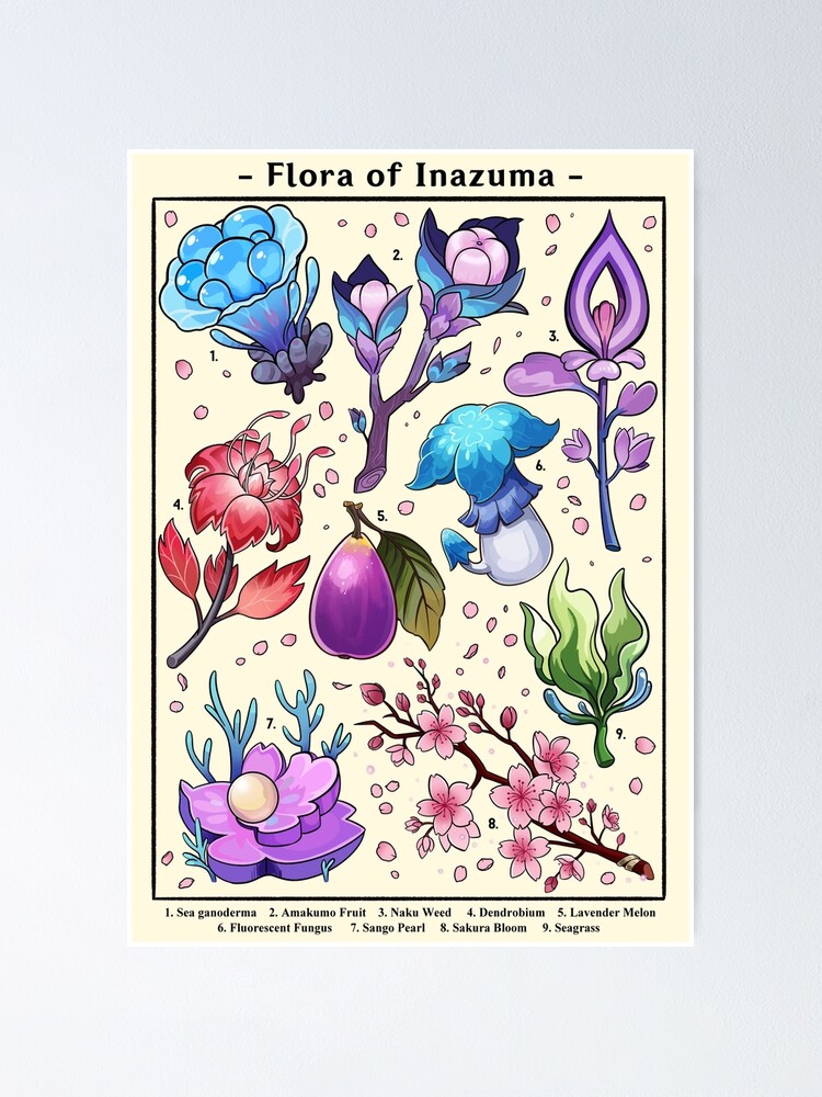 "Flora of Inazuma" Poster for Sale by Milmino | Redbubble