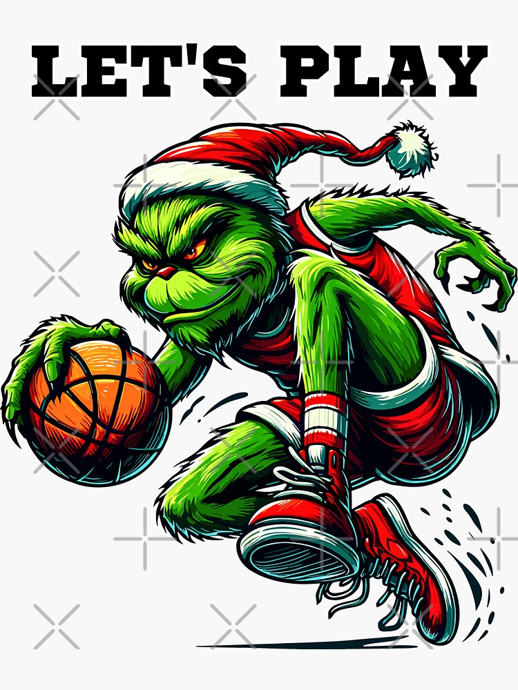 "Grinch Christmas basketball - Let's play" Sticker for Sale by SFIPS ...