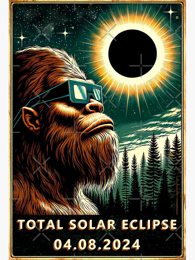 "Bigfoot Wearing Solar Eclipse Glasses 2024 Funny Vintage" Sticker for Sale by belugastore ...