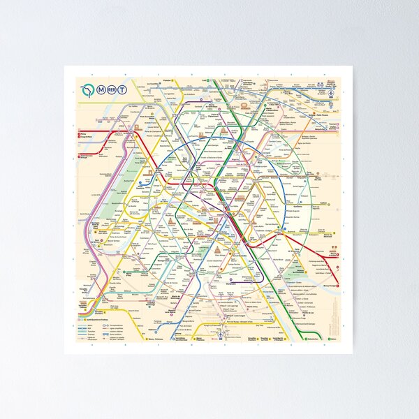"The New Paris Metro Map" Poster for Sale by Teeter-totter-tam Design ...