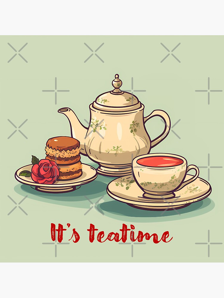 "It is teatime" Sticker for Sale by herculeng | Redbubble
