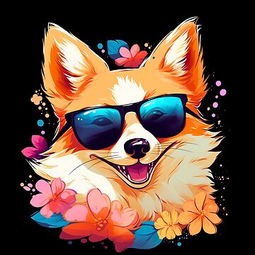 "Cool happy and cute orange forest fox animal smiling and wearing ...