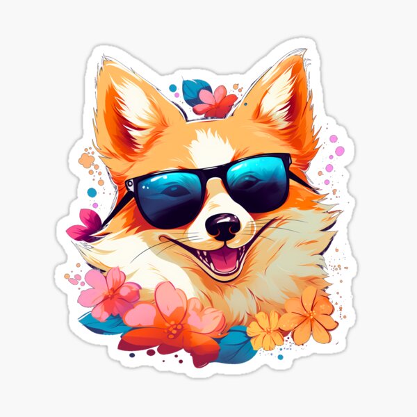 "Cool happy and cute orange forest fox animal smiling and wearing ...