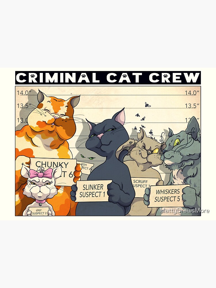 "Criminal Cat Crew" Sticker for Sale by MattyDrawsMore | Redbubble