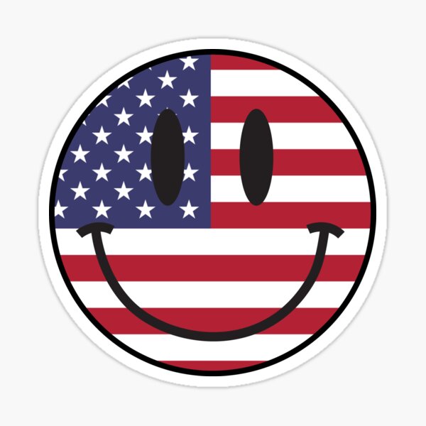 "US Flag Smiley Face" Sticker by AnimalCreations | Redbubble