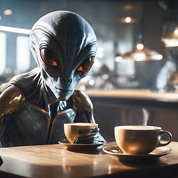 "Alien drink Coffee" Sticker for Sale by roswellboutique | Redbubble