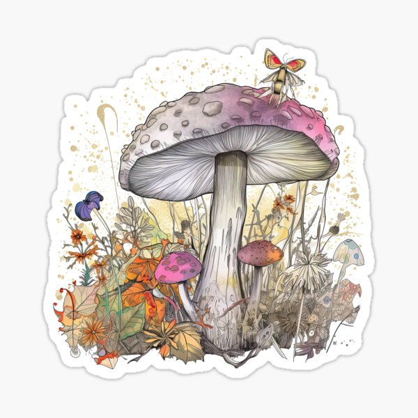 "Magic Mushroom Sticker" Sticker for Sale by Mandayartstudio | Redbubble