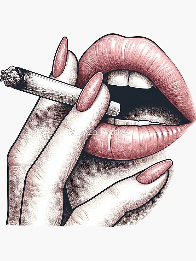"Female lips smoking a joint" Sticker for Sale by MJ-Collective | Redbubble