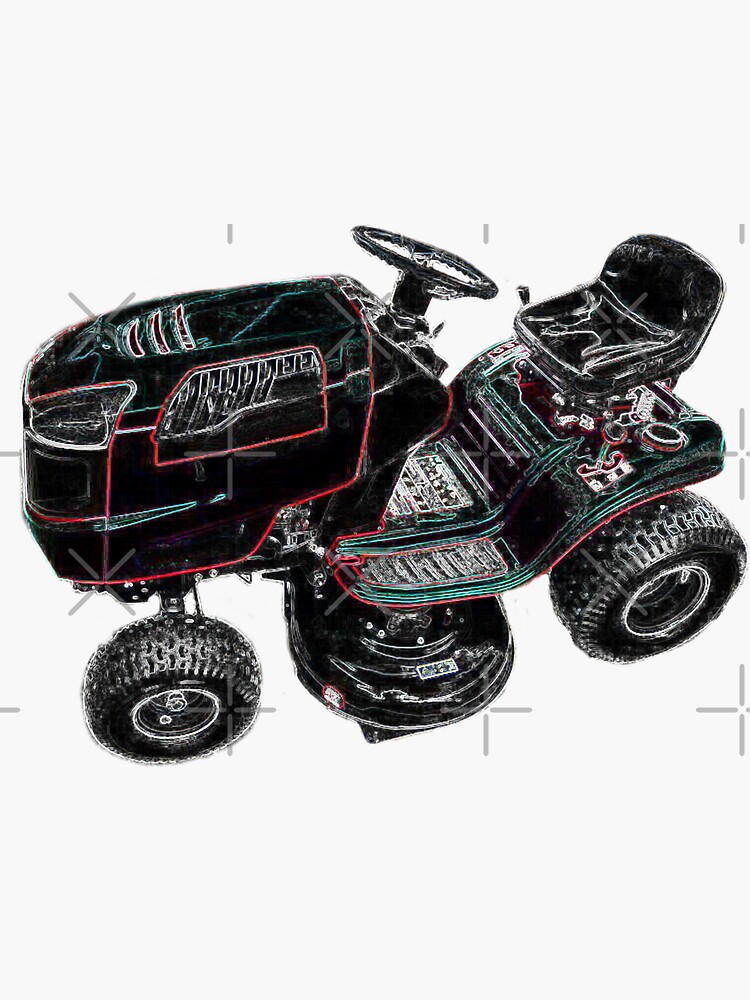 "Vintage Riding Lawn Mower, Lawn Mowing Tractor, Ride On Mower" Sticker ...