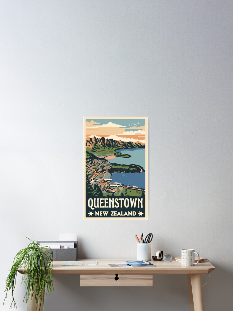 "A Vintage Travel Art of Queenstown - New Zealand " Poster for Sale by ...