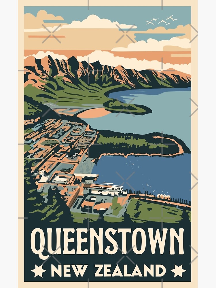 "A Vintage Travel Art of Queenstown - New Zealand " Poster for Sale by ...