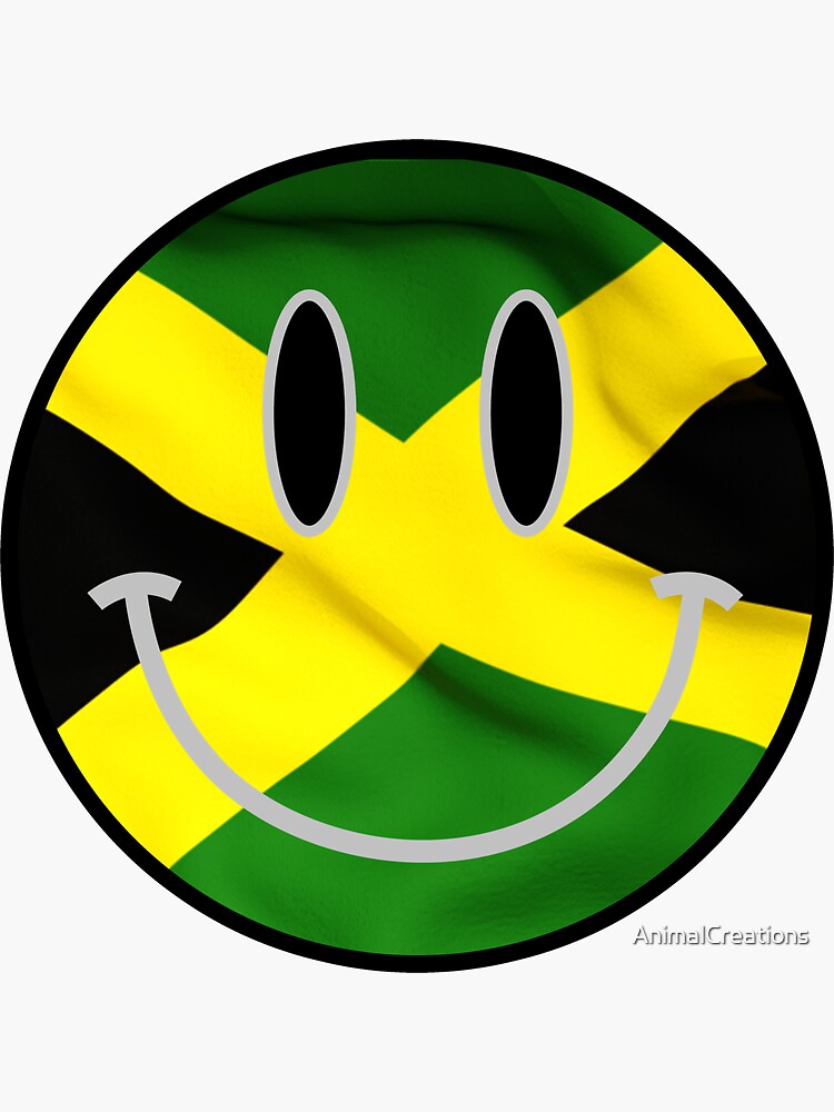 "Jamaican Flag Smiley Face" Sticker by AnimalCreations | Redbubble