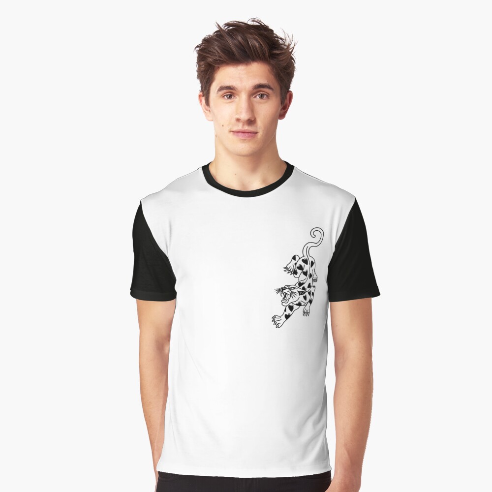 "Black Loveheart Panther Crawling Traditional Tattoo Design" Sticker ...