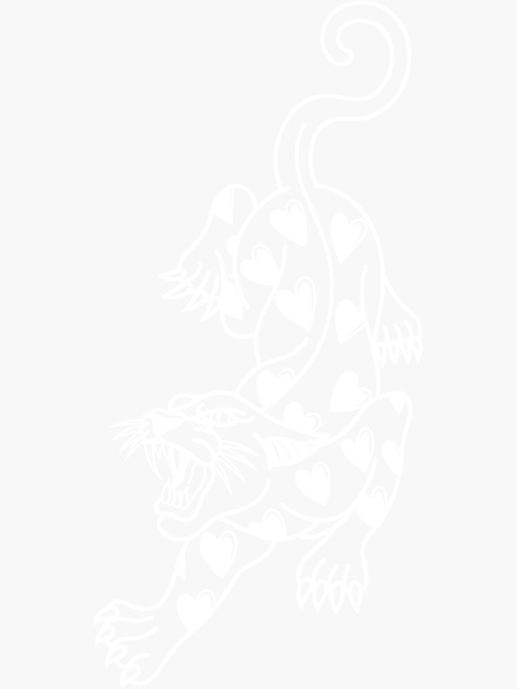 "White Loveheart Panther Crawling Traditional Tattoo Design" Sticker ...