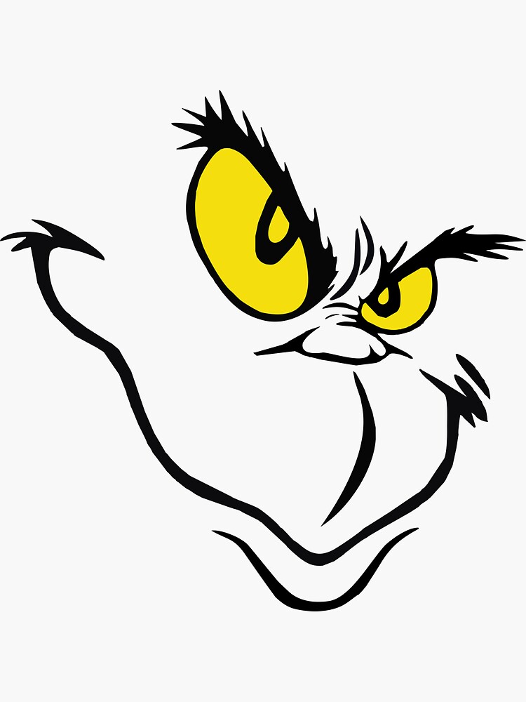 "The Grinch Smiley Face w/ Frown" Sticker for Sale by MellowManatees ...