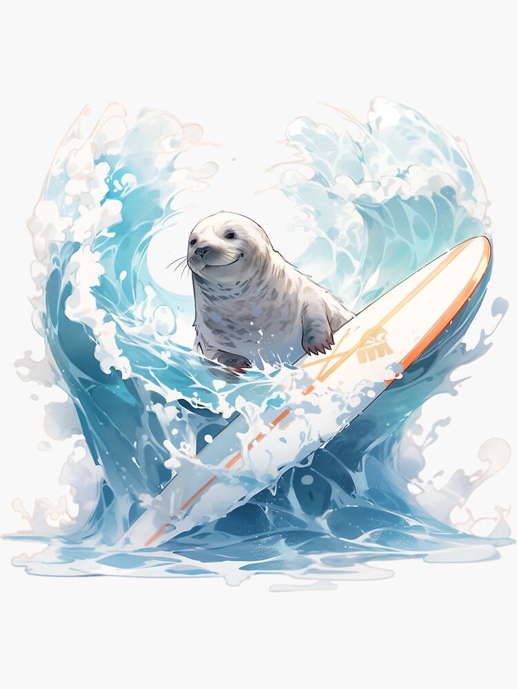 "surfer seal" Sticker for Sale by kgcreation91 | Redbubble