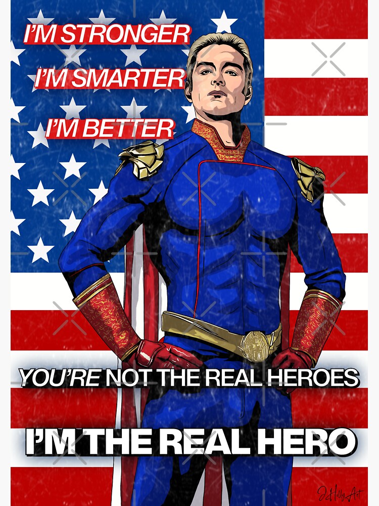 "Homelander art "I'm the real hero"" Sticker for Sale by JHollyArt ...