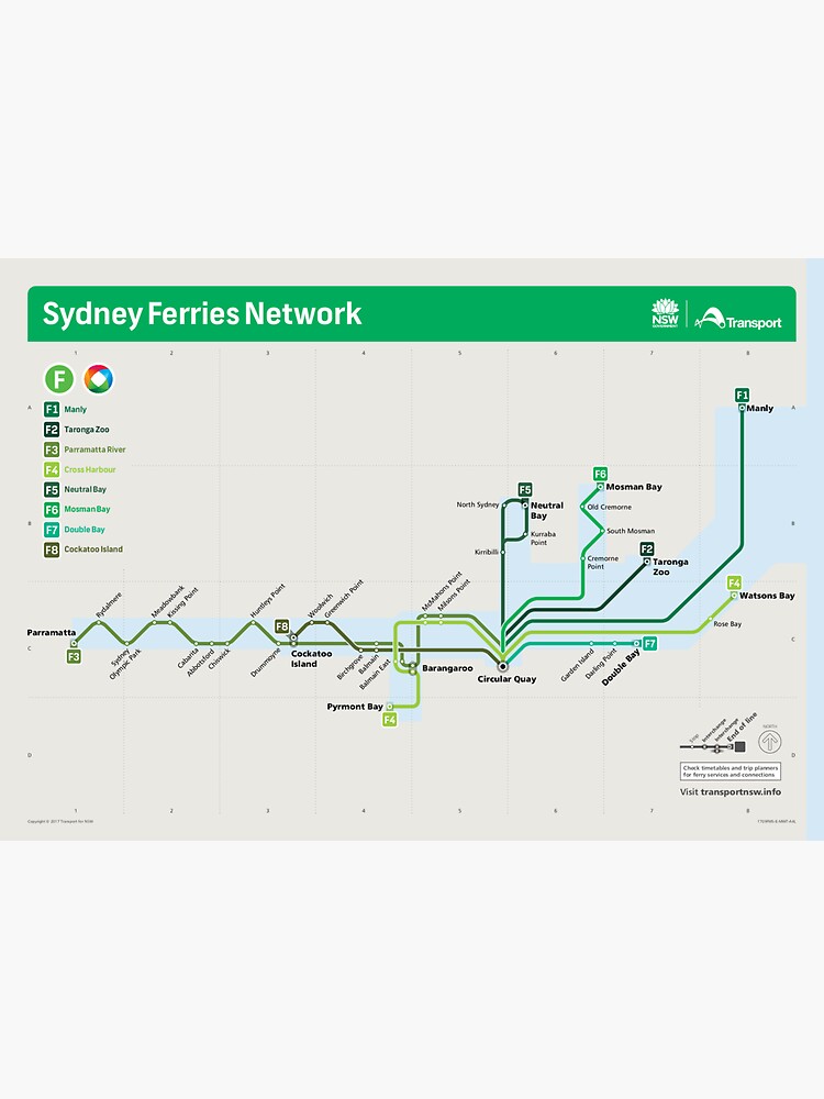 "Sydney Ferries Map" Sticker for Sale by woodenorigami | Redbubble