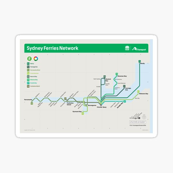 "Sydney Ferries Map" Sticker for Sale by woodenorigami | Redbubble