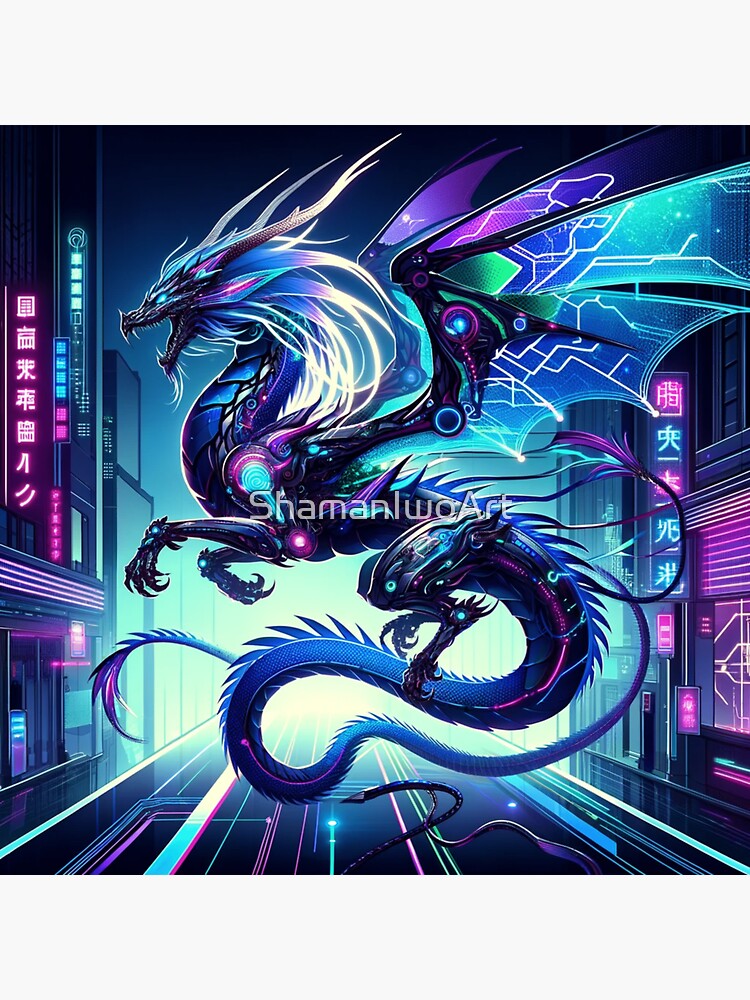 "Cyber Dragon, Fantasy Cyberpunk Animal Creature 5" Sticker for Sale by ...