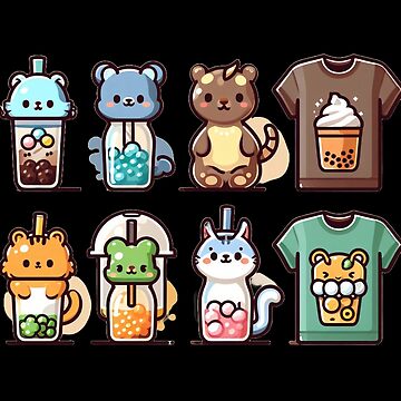 "Animal Bubble Tea Set" Sticker for Sale by adrianclabass | Redbubble
