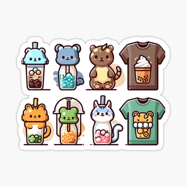 "Animal Bubble Tea Set" Sticker for Sale by adrianclabass | Redbubble
