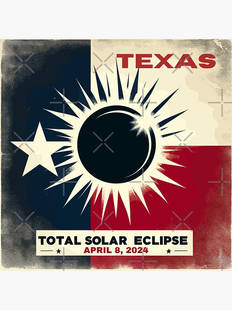 "Texas Total solar eclipse 2024" Sticker for Sale by TomFrontierArt ...