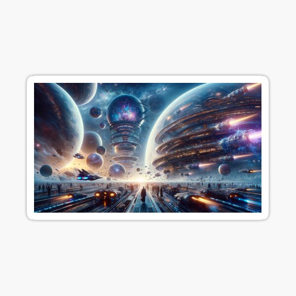 "Galactic Empires: A Vibrant Space Civilization Artwork" Sticker for ...
