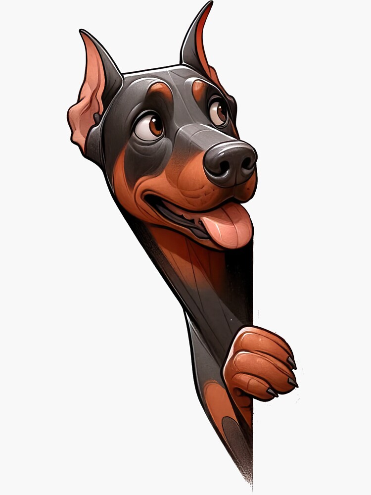 "Peeking Doberman - Black" Sticker for Sale by FoxfireStardust | Redbubble
