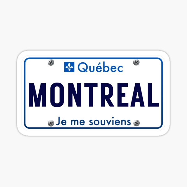 "Montreal Quebec Funny Car License Plate Je Me Souviens" Sticker for ...