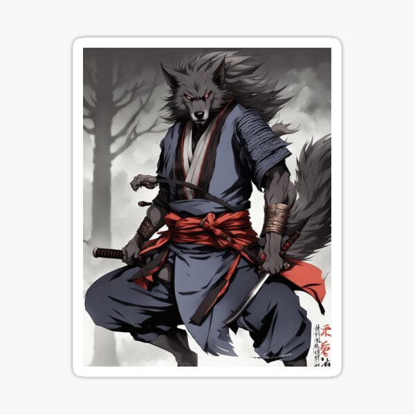 "Werewolf Samurai Anime Style Art Print" Sticker for Sale by Stylex19 ...
