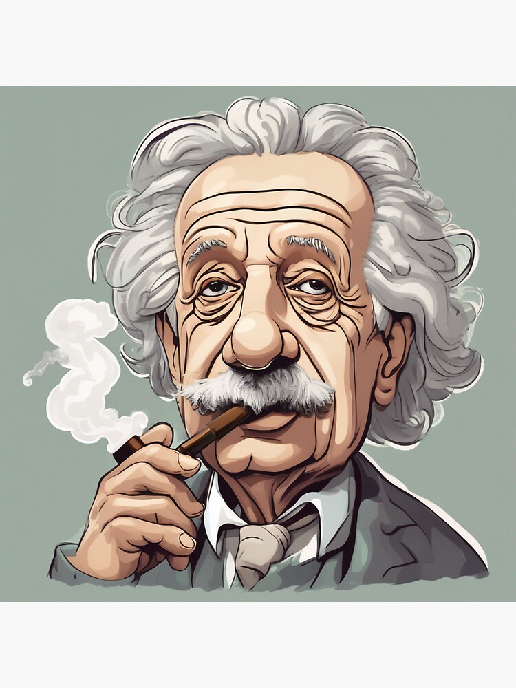 "Albert Einstein Smoking a Pipe" Sticker for Sale by DesignsByElias ...