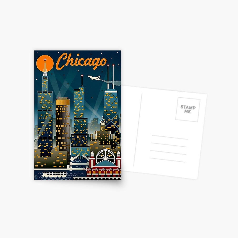"CHICAGO ; Vintage Travel Advertising Print" Postcard for Sale by ...
