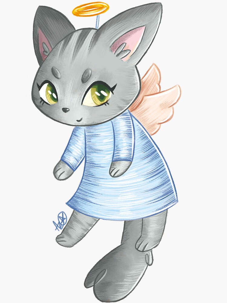 "Angel cat" Sticker for Sale by azraelschildren | Redbubble