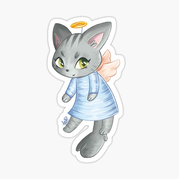 "Angel cat" Sticker for Sale by azraelschildren | Redbubble