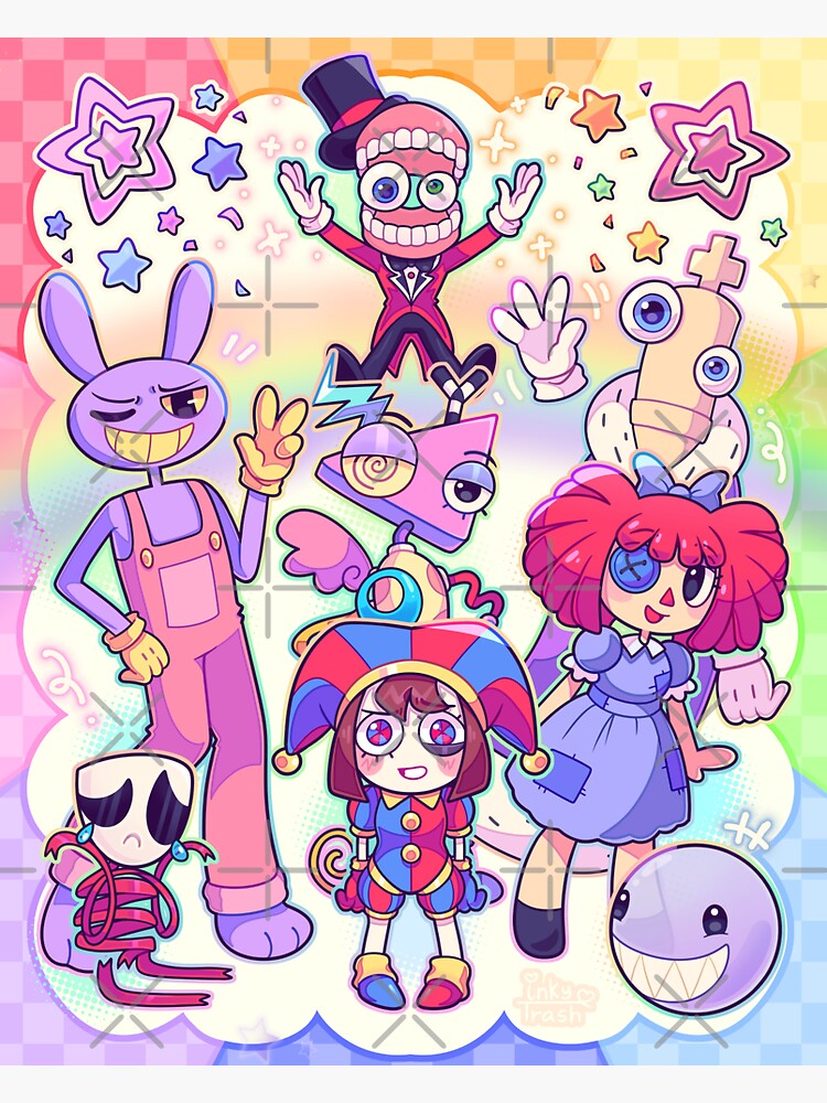 Pegatina con la obra «The Amazing Digital Circus» de InkyTrash | Redbubble