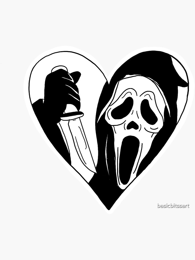 "Ghostface Heart" Sticker for Sale by basicbitssart | Redbubble