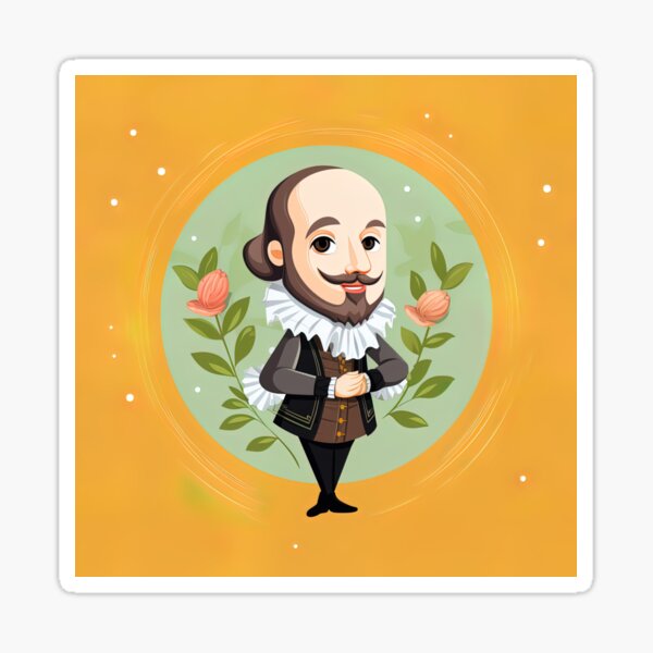 "William Shakespeare | cute style" Sticker for Sale by ComicsFactory ...