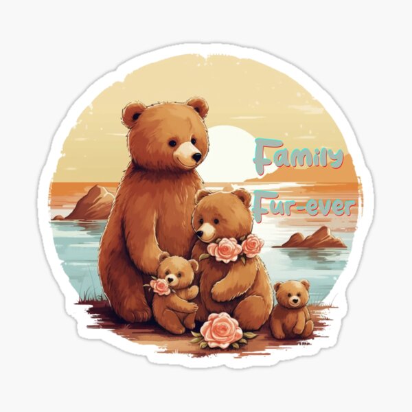"Bear family Fur-ever girl dad mom" Sticker for Sale by Nathicha ...