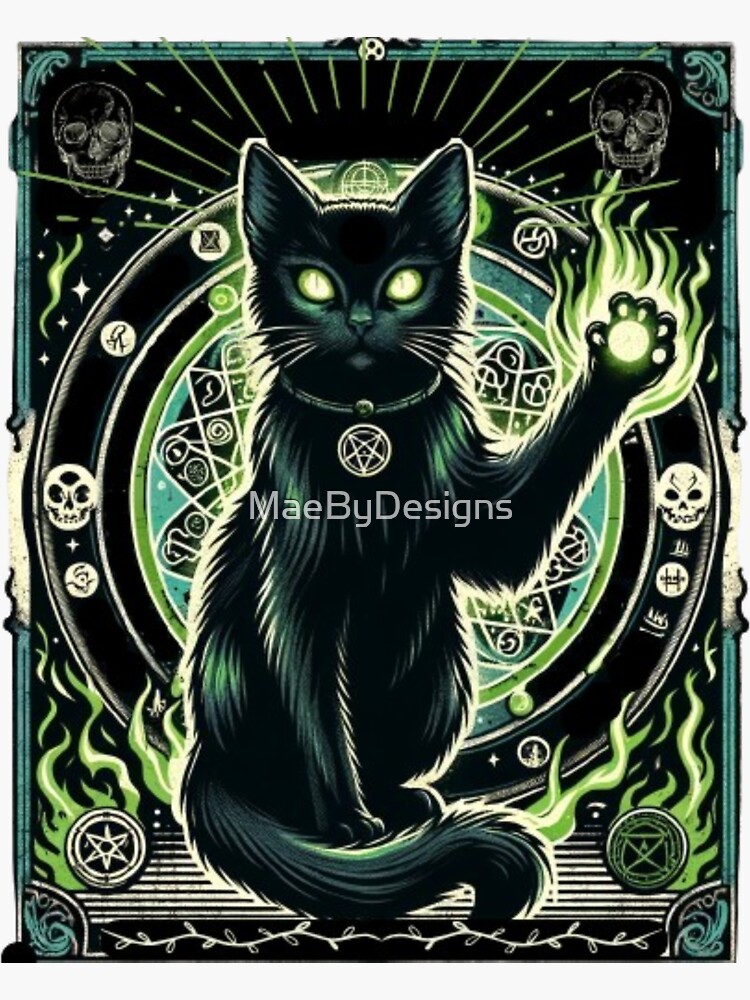 "Necromancer Cat" Sticker for Sale by FreeSailStudio | Redbubble