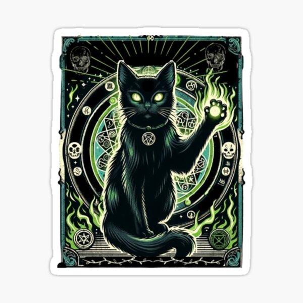 "Necromancer Cat" Sticker for Sale by FreeSailStudio | Redbubble