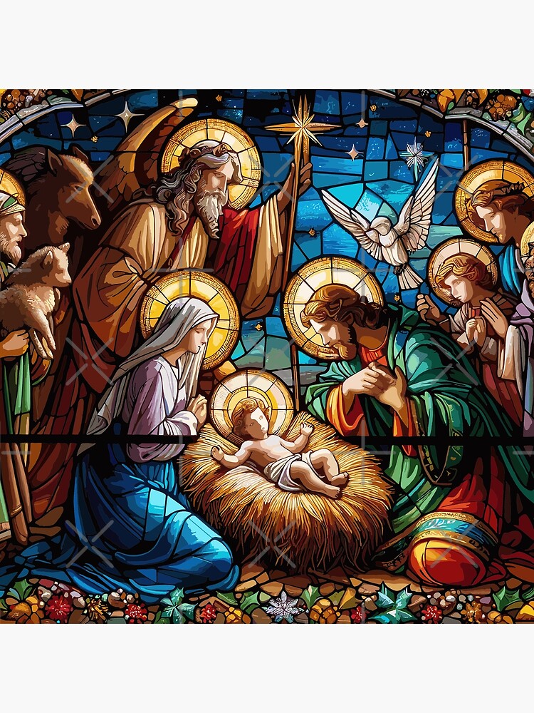 "Stained Glass Window Nativity Christmas" Poster for Sale by jessarty ...