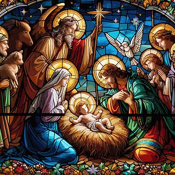 "Stained Glass Window Nativity Christmas" Poster for Sale by jessarty ...