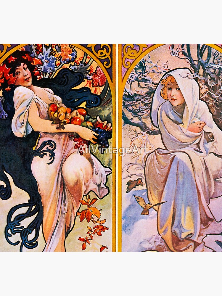 "Vintage Alphonse Mucha - Four Seasons circa 1895 Art Nouveau" iPhone ...