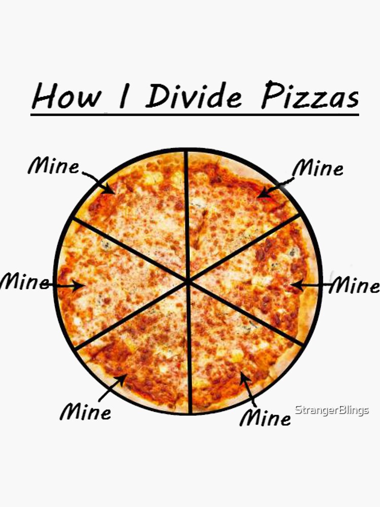 "How I Divide Pizzas" Sticker by StrangerBlings | Redbubble