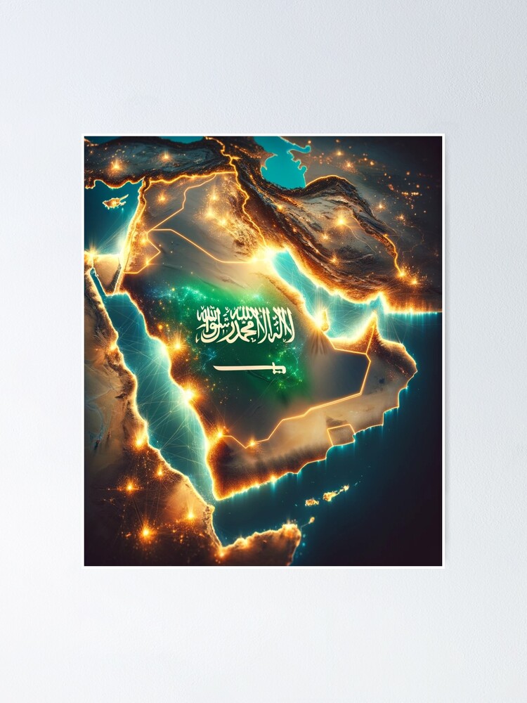 "Luminous Legacy Saudi Arabia's Radiant Map" Poster for Sale by Nardaz ...