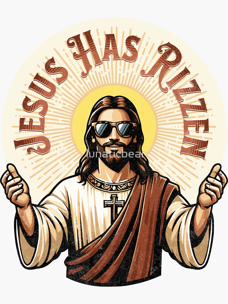 "Jesus Has Rizzen - Retro Vintage Risen Christian Faith Funny" Sticker ...