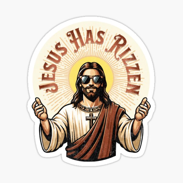 "Jesus Has Rizzen - Retro Vintage Risen Christian Faith Funny" Sticker ...